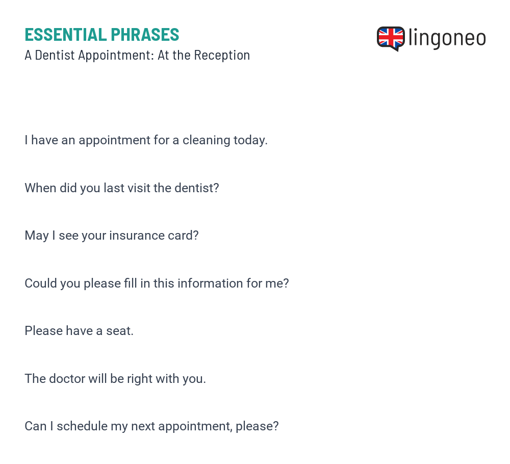 What should I say while at the dentist? Learn the most essential ...